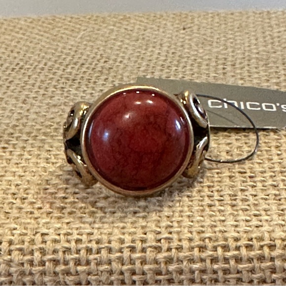 Chico's | Jewelry | Nwt Chicos Ring Vienna In Antiqued Gold W Red Round ...